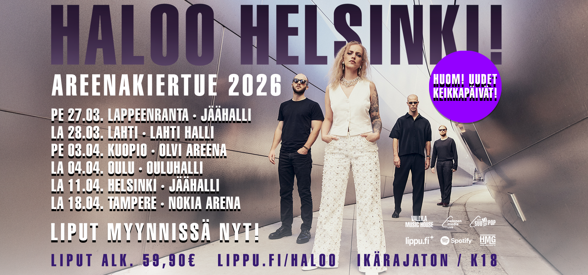 Haloo Helsinki! areenakiertue siirtyy keväälle 2026 – Nelonen Media Live